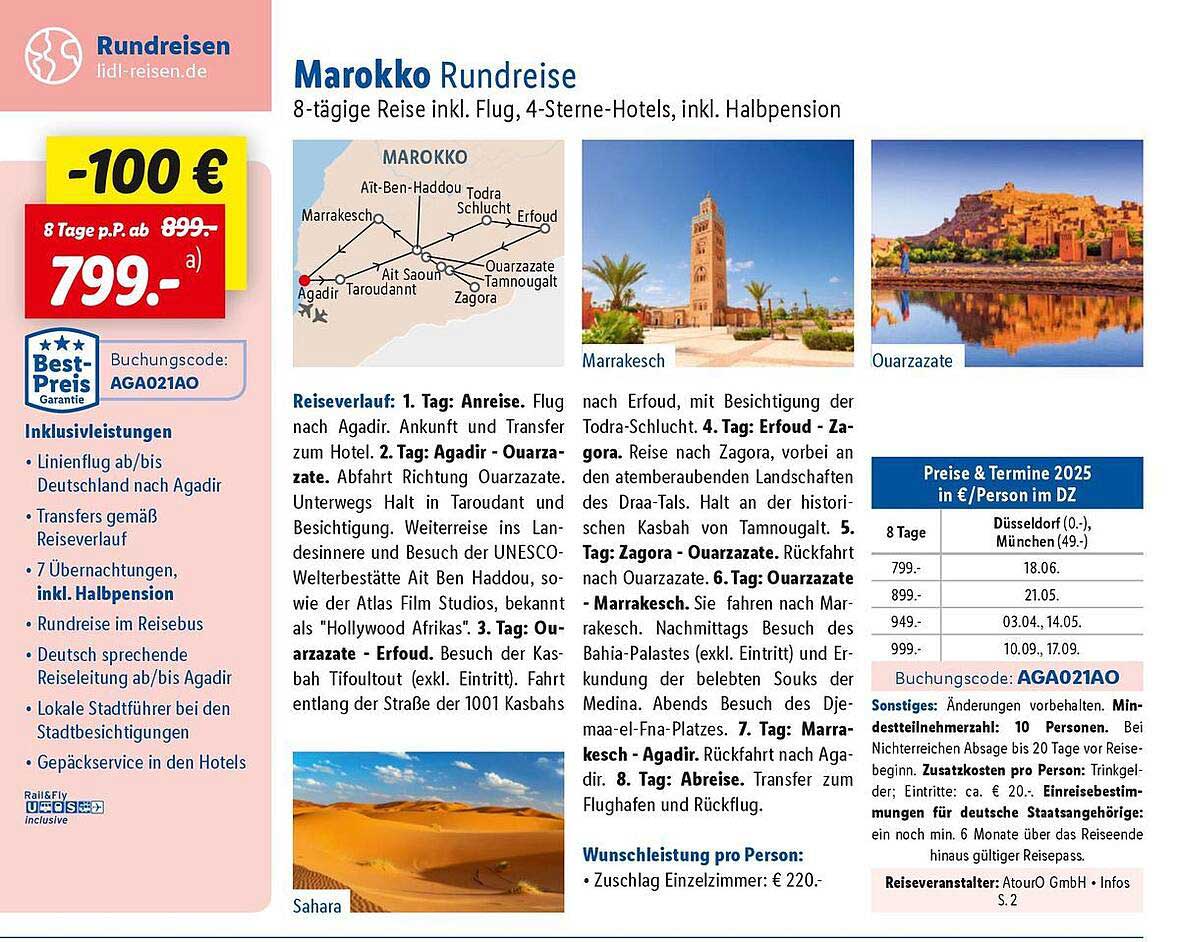 Marokko Rundreise Angebot bei Lidl