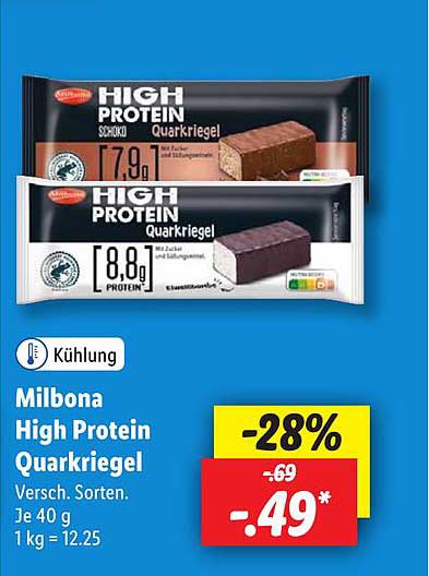 Milbona High Protein Quarkriegel Angebot bei Lidl