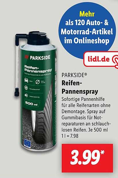 Parkside Reifen-Pannenspray Angebot bei Lidl