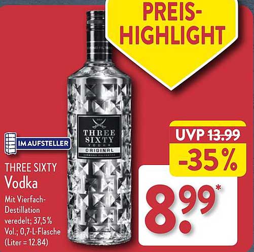 Three Sixty Vodka Angebot bei Aldi Nord