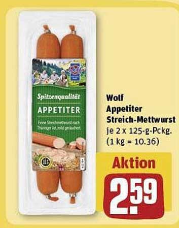 Wolf Appetiter Streich-Mettwurst Angebot bei REWE - ProspektGuru.de