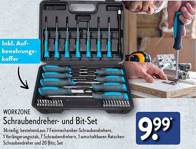 Workzone Schraubendreher- Und Bit-Set Angebot bei Aldi Nord