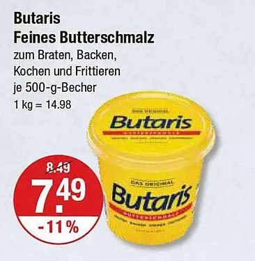 Butaris Feines Butterschmalz 500 G Angebot bei V-Markt - ProspektGuru.de