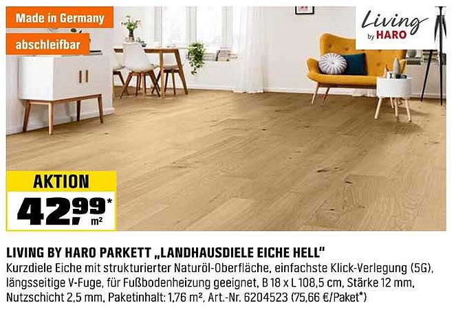 Living By Haro Parkett „Landhausdiele Eiche Hell“ Angebot bei OBI ...
