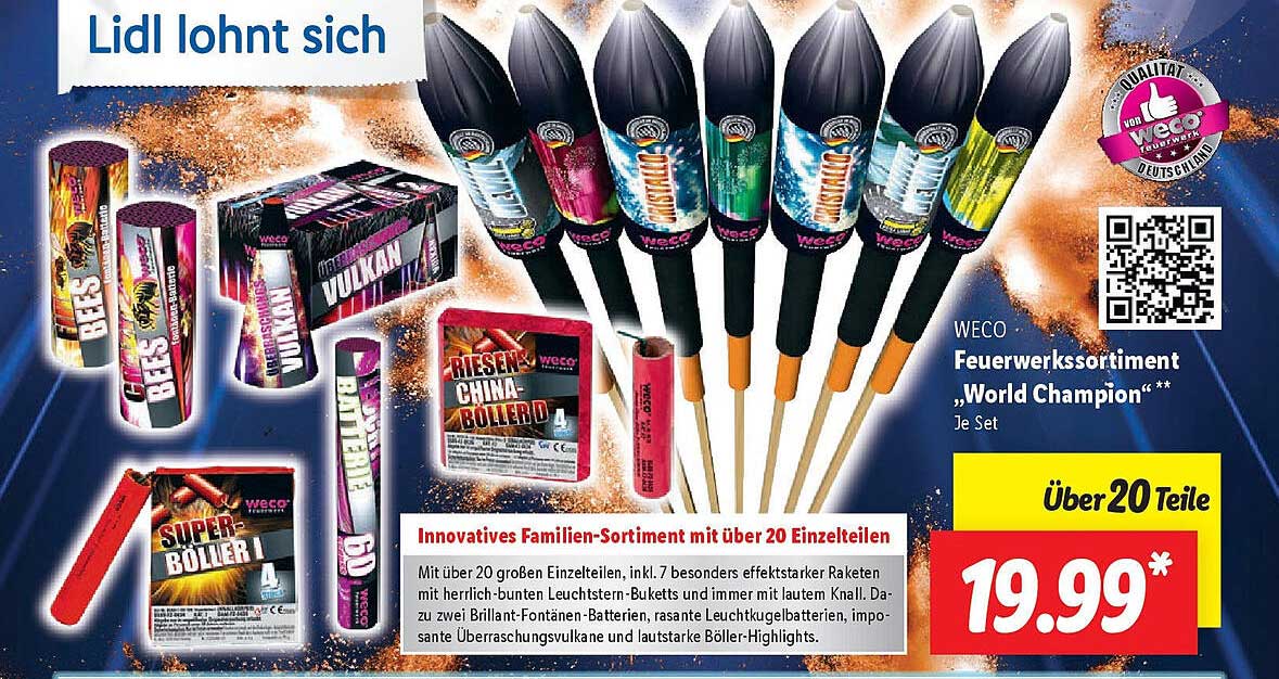 Weco Feuerwerks Sortiment „World Champion“ Angebot bei Lidl
