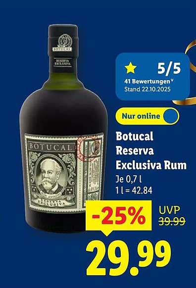 Botucal Reserva Exclusiva Rum Angebot bei Lidl - ProspektGuru.de