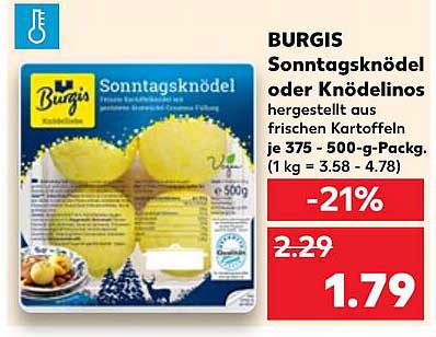 Burgis Sonntagsknödel Oder Knödelinos 500 G Angebot bei Kaufland ...