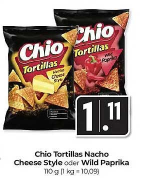 Chio Tortillas Nacho Cheese Style Oder Wild Paprika Angebot bei HIEBER ...