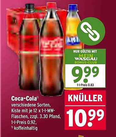 Coca-Cola Kiste Mit 12 X 1 L-Mw-Flaschen Angebot bei Wasgau ...