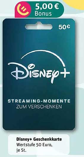 Disney+ Geschenkkarte Wertstufe 50 Euro Angebot bei REWE - ProspektGuru.de