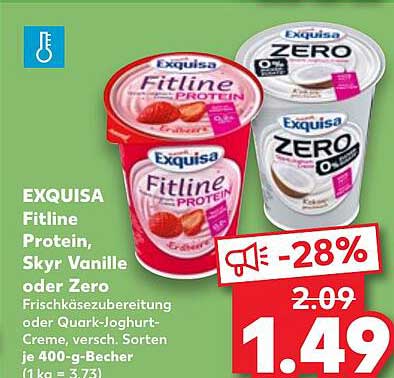 Exquisa Fitline Protein, Skyr Vanille Oder Zero Frischkäsezubereitung ...