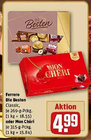 Ferrero Die Besten Oder Mon Chéri Angebot bei REWE Center - ProspektGuru.de