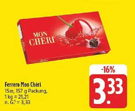 Ferrero Küsschen Oder Mon Chéri 157-178-G-Packung Angebot bei Combi ...