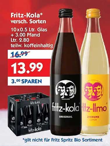 Fritz-Kola Oder -Limo, Verschiedene Sorten, 500 Ml Angebot bei Budni ...