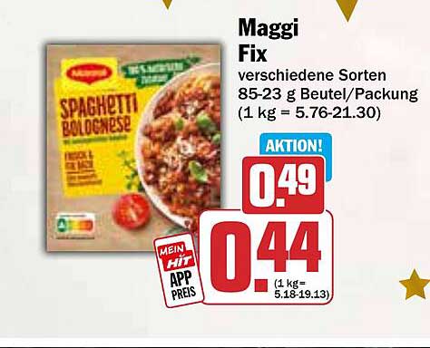 Maggi Fix Spaghetti Bolognese – 85-23 G Beutel/Packung Angebot bei Hit ...