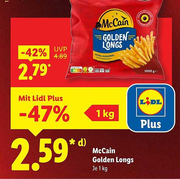 Mccain Golden Longs - 1 Kg Angebot bei Lidl - ProspektGuru.de