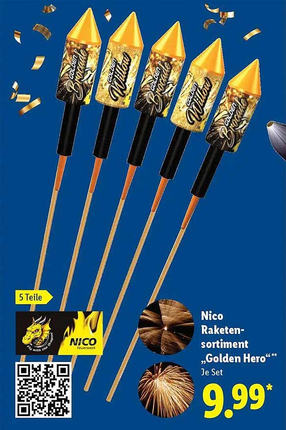 Nico Raketen-Sortiment "Golden Hero" - 5 Teile Angebot bei Lidl ...