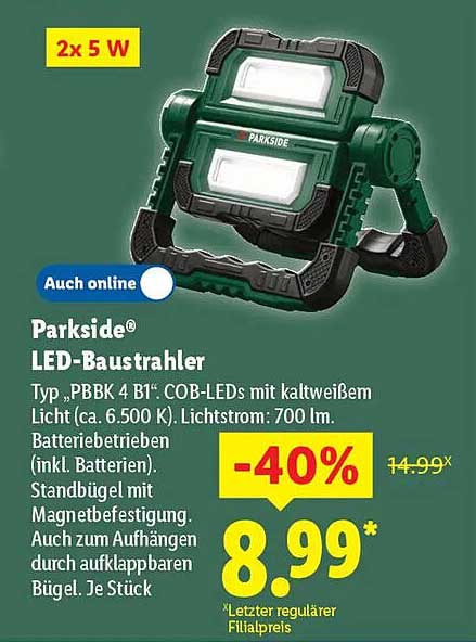 Parkside® Led-Baustrahler Angebot bei Lidl - ProspektGuru.de