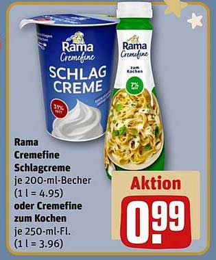 Rama Cremefine Schlagcreme Oder Cremefine Zum Kochen Angebot bei REWE ...