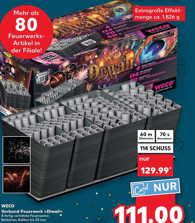 Weco Verbund-Feuerwerk »Diwali« – 4 Fertig Verlötete Feuerwerks ...