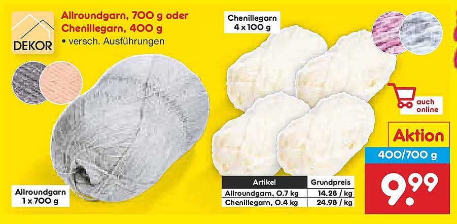 Allroundgarn, 700 G Oder Chenillegarn, 400 G Angebot bei Netto Marken ...