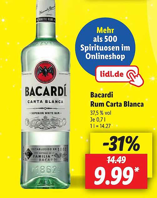 Bacardi Rum Carta Blanca Angebot bei Lidl