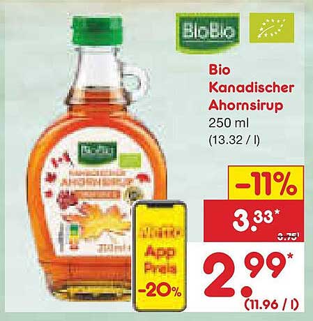 Bio Kanadischer Ahornsirup Angebot bei Netto Marken-Discount