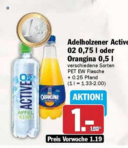 Adelholzener Active 02 0,75 L Oder Orangina 0,5 L Verschiedene Sorten ...