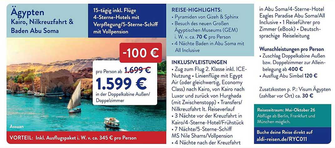 Ägypten Kairo, Nilkreuzfahrt & Baden Abu Soma Angebot bei Aldi Süd ...