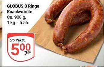 Globus 3 Ringe Knackwürste Angebot bei Globus - ProspektGuru.de