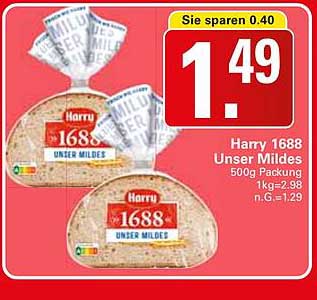 Harry 1688 Unser Mildes 500G Packung Angebot bei WEZ - ProspektGuru.de