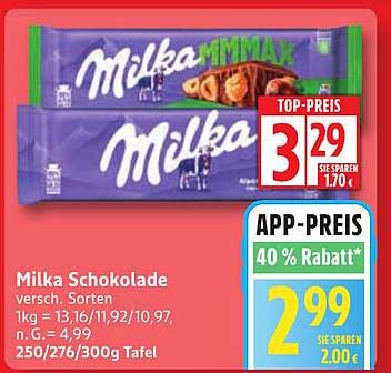Milka Schokolade Versch. Sorten 250-300-G-Tafel Angebot bei Famila Nord ...