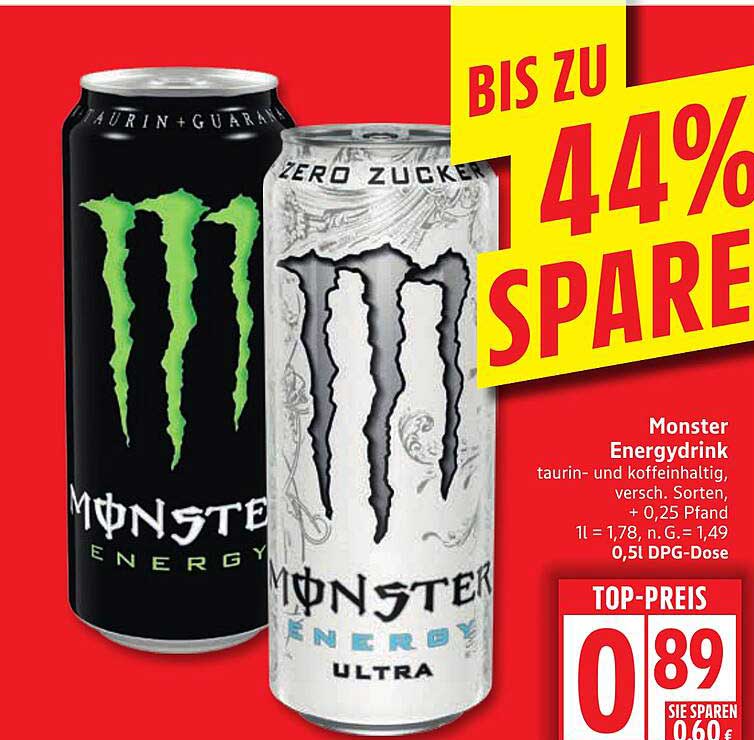Monster Energydrink Taurin- Und Koffeinhaltig, Versch. Sorten Angebot ...