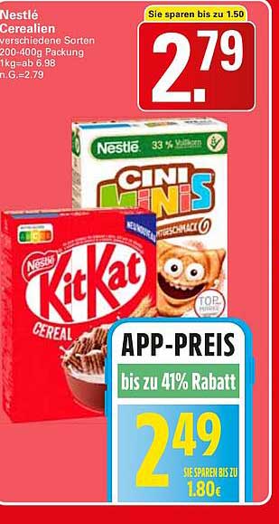 Nestlé Cerealien Verschiedene Sorten 200-400G Packung Angebot bei WEZ ...