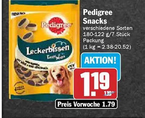 Pedigree Snacks Verschiedene Sorten 180-122 G/7 Stück Packung Angebot ...