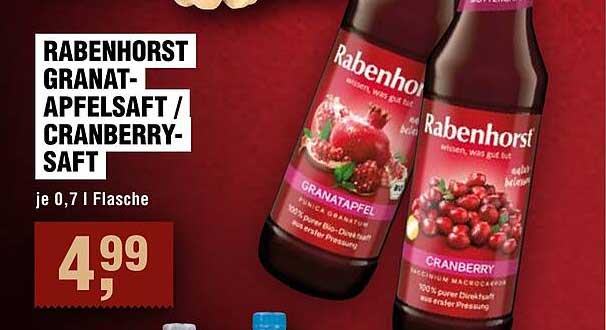 Rabenhorst Granat-Apfelsaft / Cranberry-Saft Angebot bei Handelshof ...