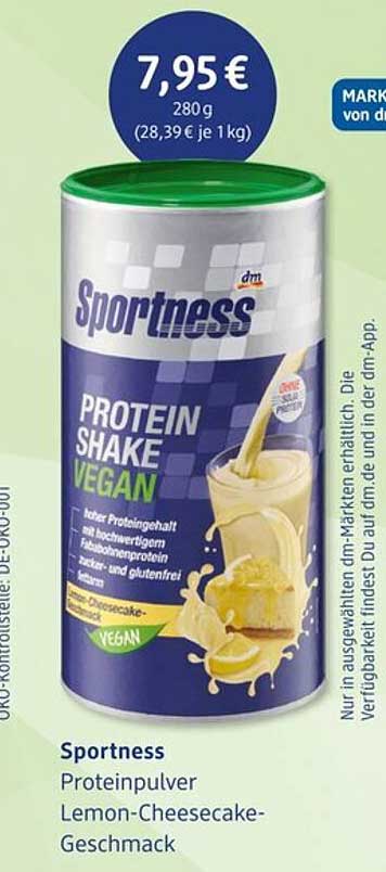 Sportness Protein Shake Vegan Lemon-Cheesecake-Geschmack Angebot bei dm ...