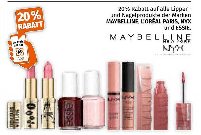 20% Rabatt Auf Alle Lippen- Und Nagelprodukte Der Marken Maybelline, L ...