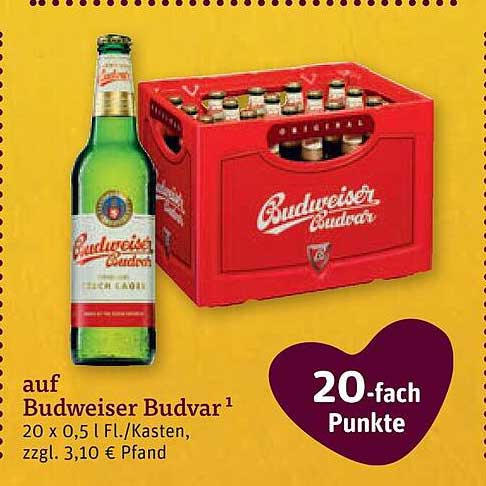 Budweiser Budvar 20 X 0,5 L Fl./Kasten Angebot bei tegut - ProspektGuru.de