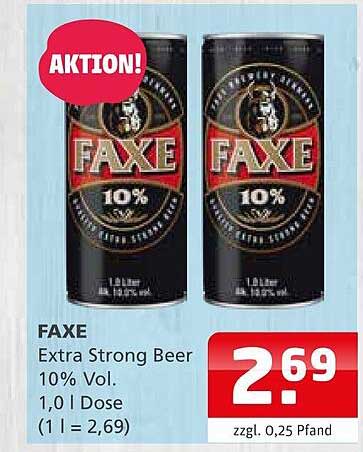 Faxe Extra Strong Beer 10% Vol. 1,0 L Dose Angebot bei Getränke Quelle ...