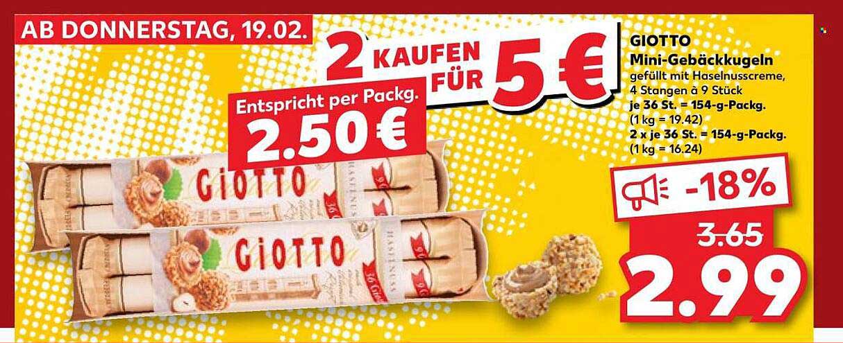 Giotto Mini-Gebäckkugeln Gefüllt Mit Haselnusscreme, 4 Stangen À 9 ...