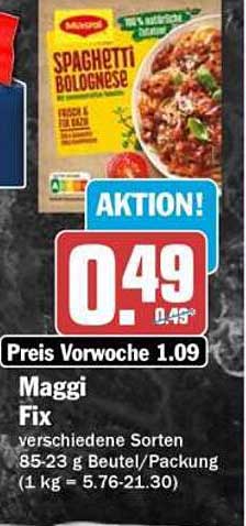 Maggi Fix Verschiedene Sorten 85-23 G Beutel/Packung Angebot bei Hit ...