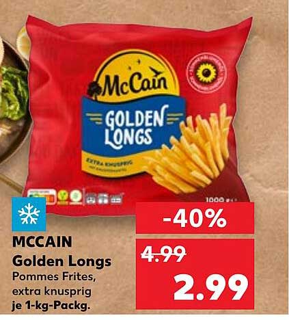 Mccain Golden Longs Pommes Frites, Extra Knusprig Je 1-Kg-Pack. Angebot ...