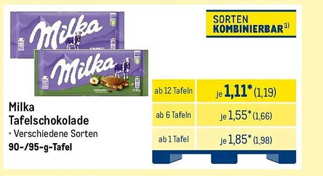 Milka Tafelschokolade Versch. Sorten, Z. B. Alpenmilch Oder Noisette ...