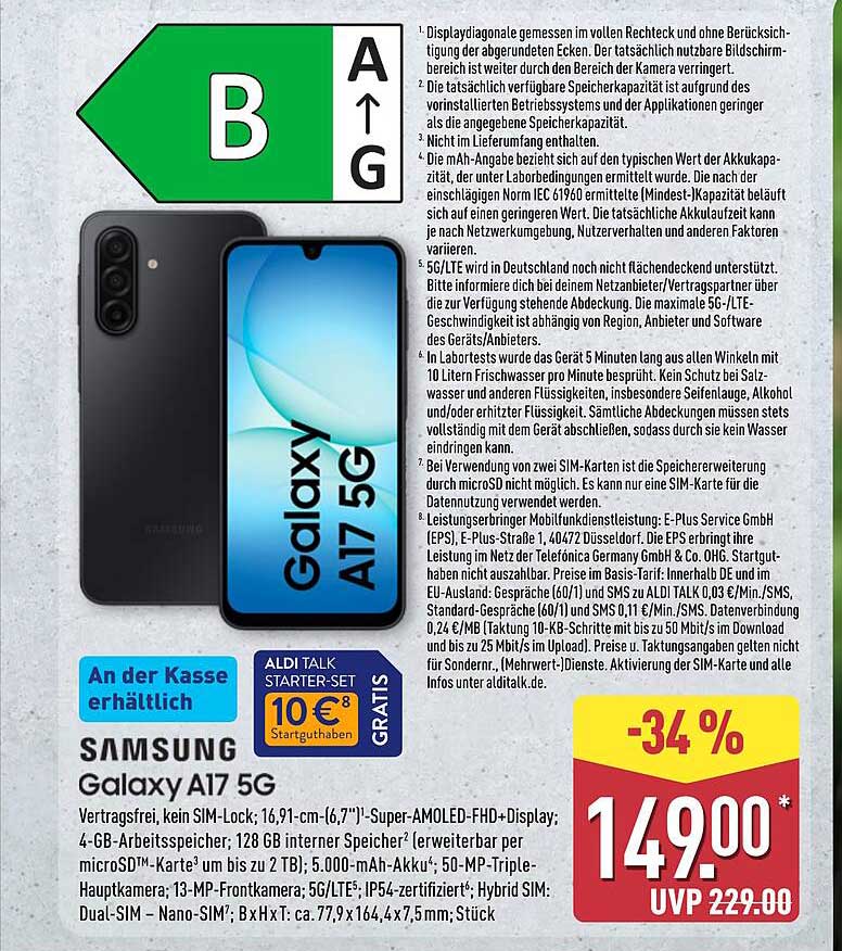 Samsung Galaxy A17 5G Angebot bei Aldi Nord - ProspektGuru.de