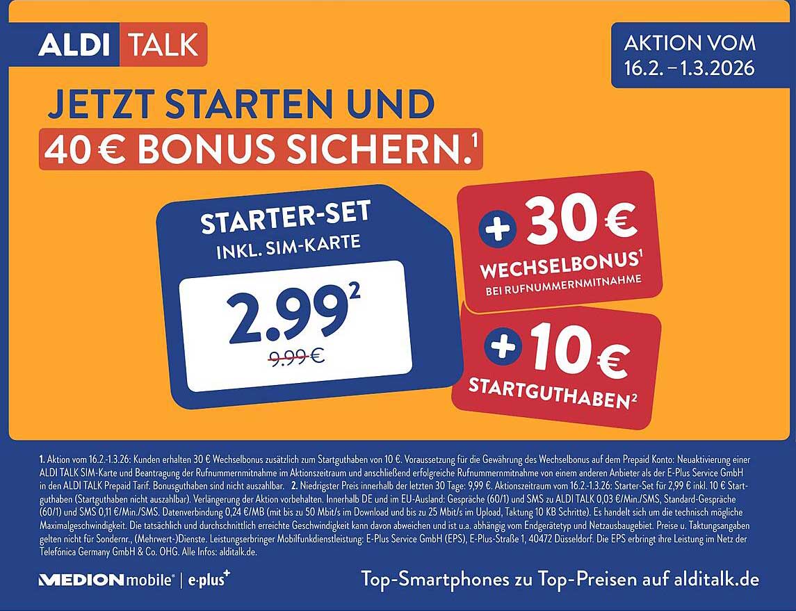 Starter-Set Inkl. Sim-Karte Angebot bei Aldi Nord - ProspektGuru.de