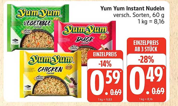 Yum Yum Instant Nudeln Versch. Sorten, 60 G Angebot bei Marktkauf ...