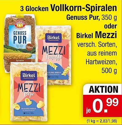 3 Glocken Vollkorn-Spiralenn Genuss Pur Oder Birkel Mezzi Angebot bei ...