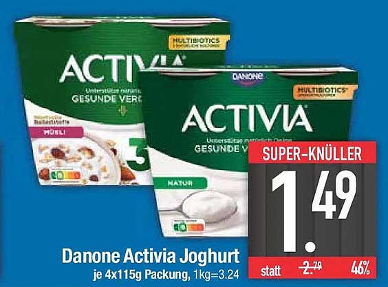 Danone Activia Joghurt Je 4X115G Packung, 1Kg=3.24 Angebot bei E-Center ...