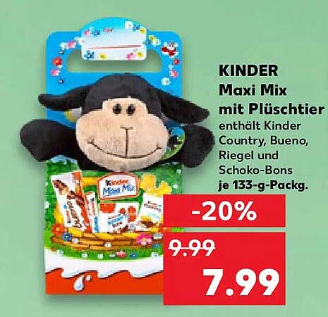 Kinder Maxi Mix Mit Plüschtier Enthält Kinder Country, Bueno, Riegel ...